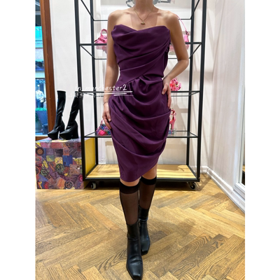 VIVIENNE WESTWOOD西太后经典土星POINTED胸衣褶皱连衣裙晚宴会裙