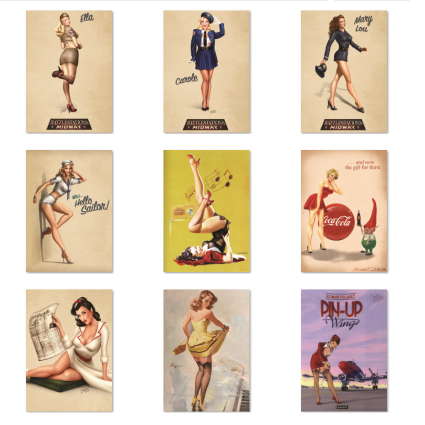 pin up 女郎 性感招贴画二战海报 欧美复古怀旧酒吧咖啡厅装饰画