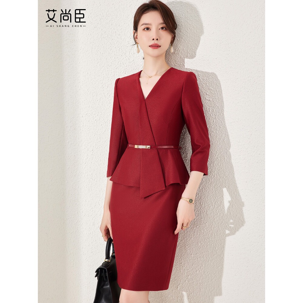 西装连衣裙女春秋季两件套高级感职业装套装裙子气质女神范工作服