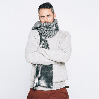 diy男士黑白羊驼绒教程围巾