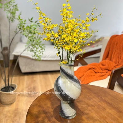 幻影｜中古风渐变拼色玻璃花瓶摆件客厅水培百合南天竹复古花瓶