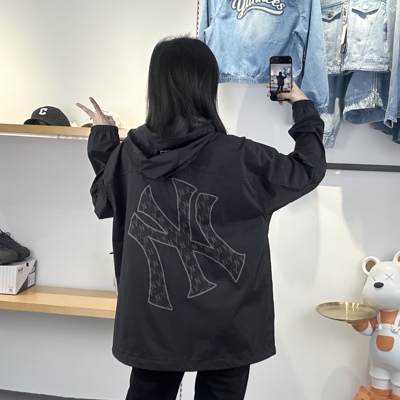 MLB男女NY老花冲锋衣连帽外套