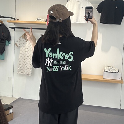 MLB宽松透气纯棉运动T恤短袖男女