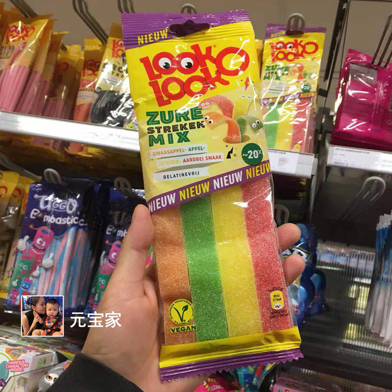 现货荷兰糖果LookoLook四味水果糖儿童水果卷果汁酸爽酸彩虹糖_虎窝淘