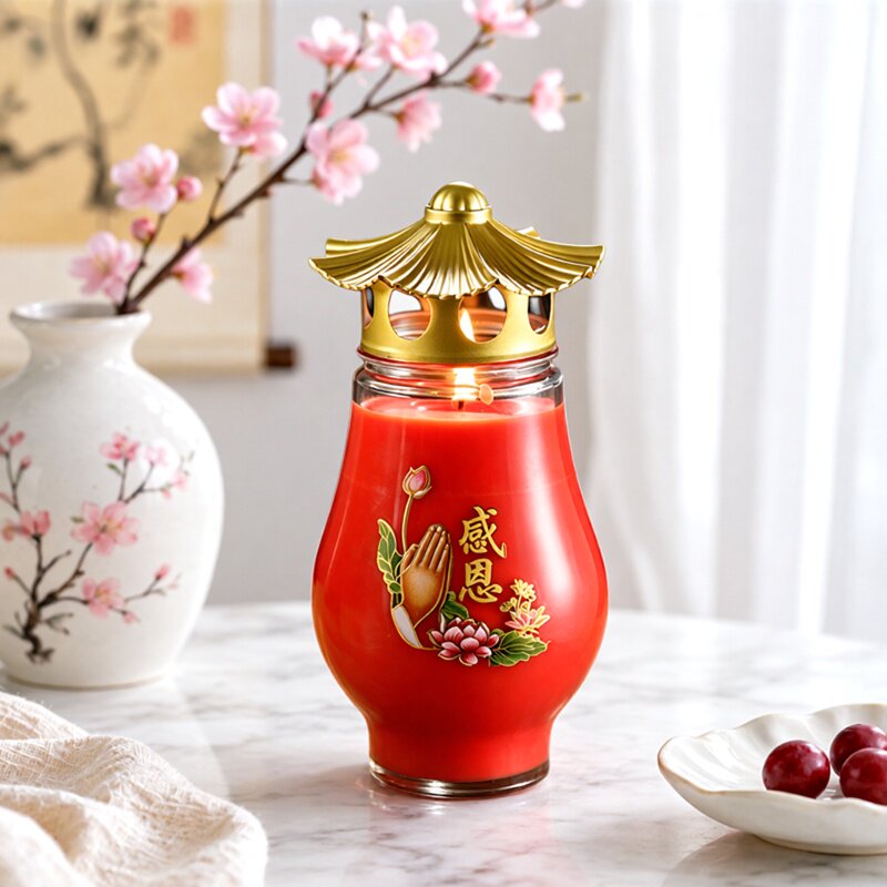 菩提心灯防风玻璃蜡烛供佛蜡烛家用无烟酥油灯供佛灯香薰蜡烛摆件