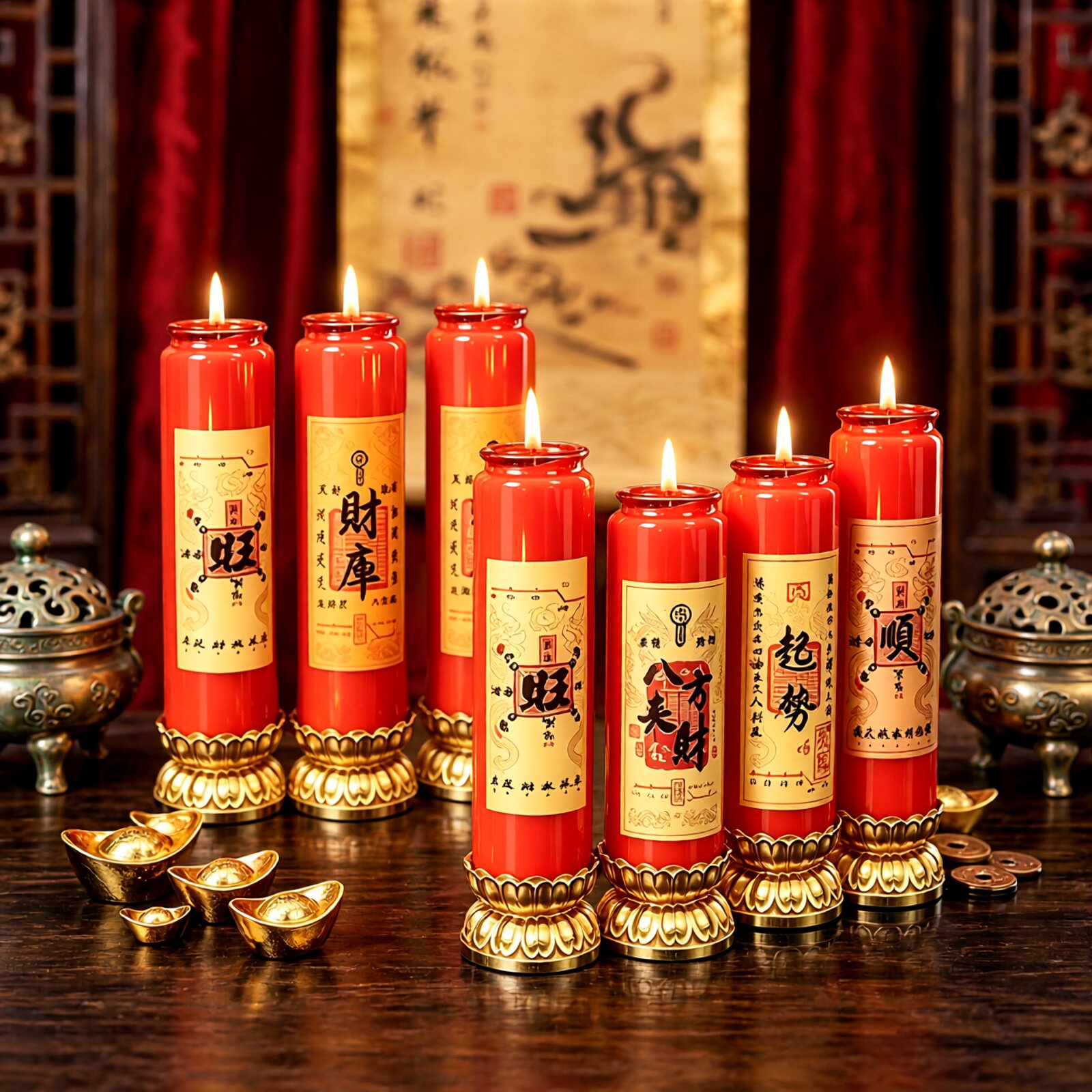 寺庙吉祥酥油灯八方来财供佛蜡烛家用无烟礼佛节庆开业蜡烛长明灯