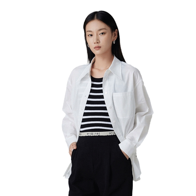 ivykki休闲长袖抽绳衬衫
