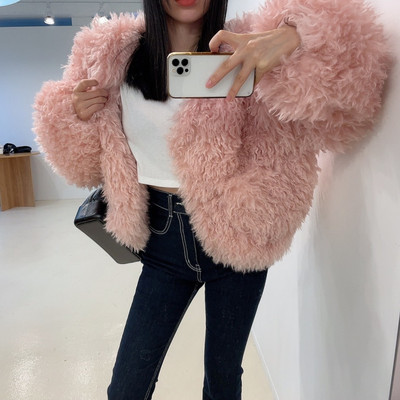 韩国减龄蓬松仿皮草外套