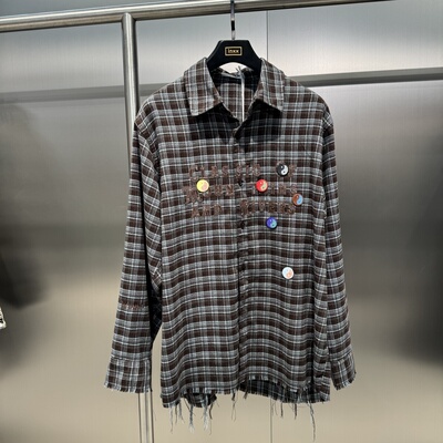 INXX专柜正品2026春款长袖衬衫宽松格子刺绣拉毛潮男女XSG1040059