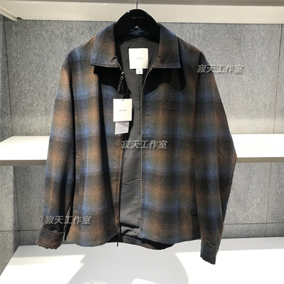 CK Jeans专柜正品 2025秋新款男士羊毛混纺法兰绒格纹外套4LD425G