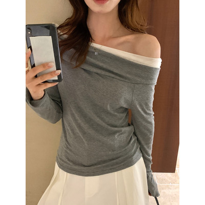 THE LEMON柠檬绿茶法式拼接设计网纱显瘦修身长袖小衫女2026春季