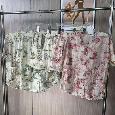 6066品牌撤柜xxq夏季新款天丝两件套装衬衫宽松加松紧腰短裤女