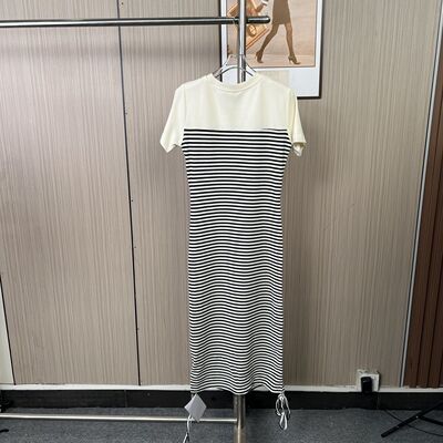 2301撤柜WL南油条纹连衣裙夏季新款拉链洋气气质显瘦长裙