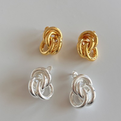 重工款丹麦Lie studio圆环耳钉女小众极简高级感多圈双环耳扣耳饰