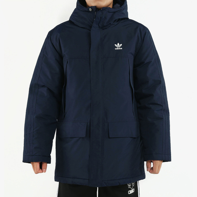 Adidas/阿迪达斯正品棉服男三叶草连帽外套秋季防风运动服ED5836