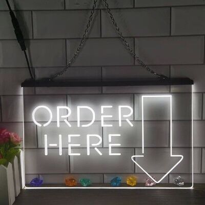 Order Here Cashier Shop LED Neon Sign-3D Carving Wall Art fo