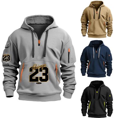 Men's Full Zip Hoodie Jacket Hooded Plain Pocket Sports Outd