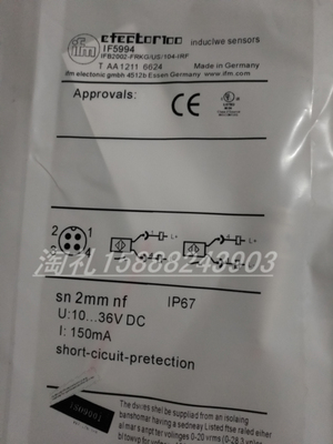 全新原装易福门接近开关IF5994 IFB2002-FRKG/US-104-IRF质量保证