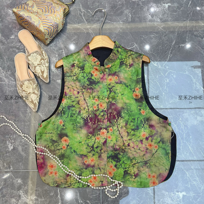 一起大牌老钱新中式桑蚕丝香云纱双面穿马甲(不含项链)t1093