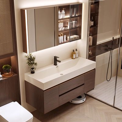 莫顿新款鎏金石一体盆浴室柜组合卫生间洗漱台洗手池洗脸盆柜组合