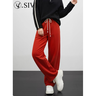 熙薇【垂松风骨】2025冬季新款设计师时尚显瘦休闲羊毛裤H6796