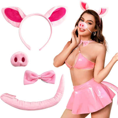 小猪头箍壹力布料头饰可爱