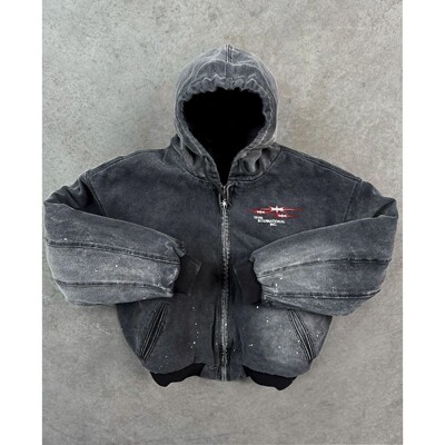 Divin Vintage Washed Jacket Y2K Zipper Hoodie Mens Rock Hip