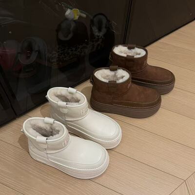 【现货】H55女鞋比弗利山庄2025冬季新款极简百搭保暖短靴雪地靴