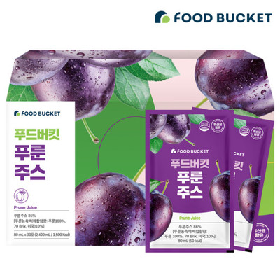 韩国直邮food bucket西梅汁prune 80ml*30包钙维生素低卡营养果汁