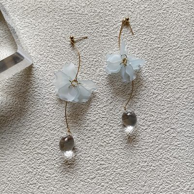 日系手作度假风花瓣大水滴耳饰