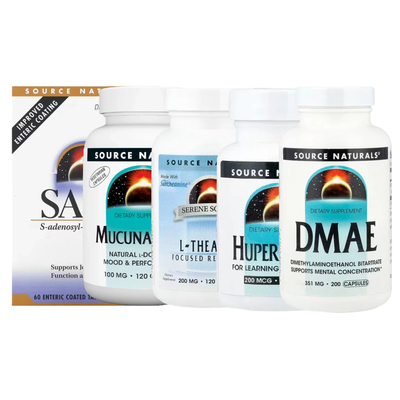 Source Naturals左旋茶氨酸DMAE磷脂酰丝氨酸PS石杉碱甲Zembrin