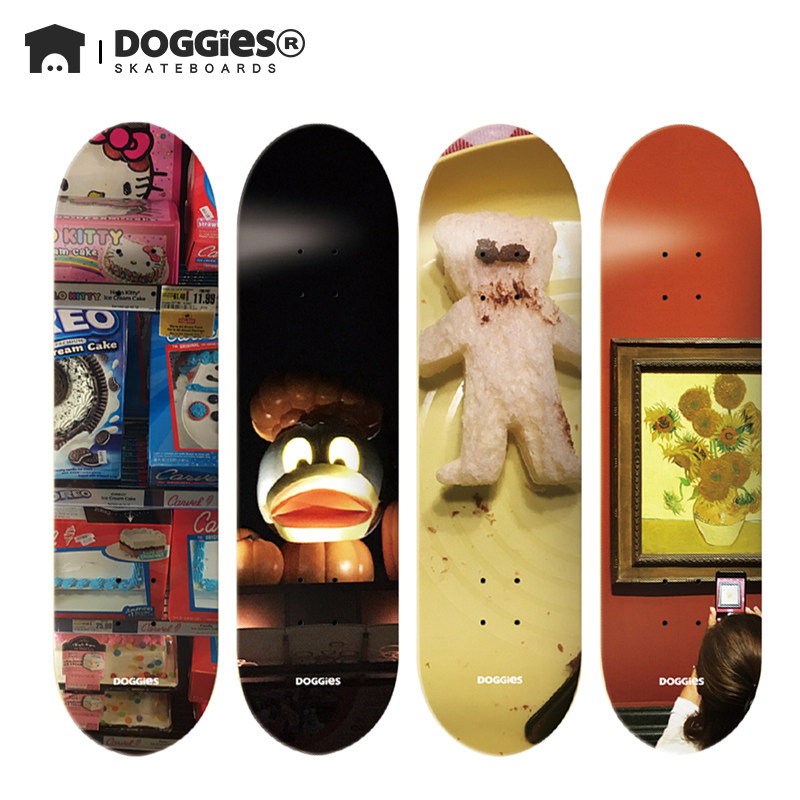 Doggies初学者成人青少年专业双翘滑板板面送砂纸/整板-Photo系列_虎窝淘