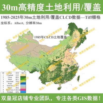 中国1985-2025年30米土地利用土地覆盖数据集TIFF栅格数据集gis图