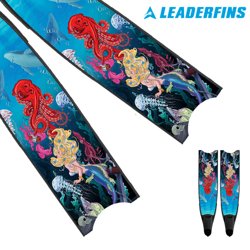 全新Leaderfins自由潜长脚蹼 限量款SET QUEEN印花玻纤碳纤纯碳