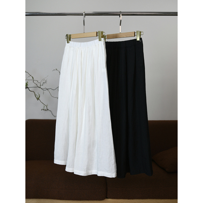 哇塞太喜欢了，绝美的松紧腰亚麻半身裙！夏季刚需长款半裙-W935