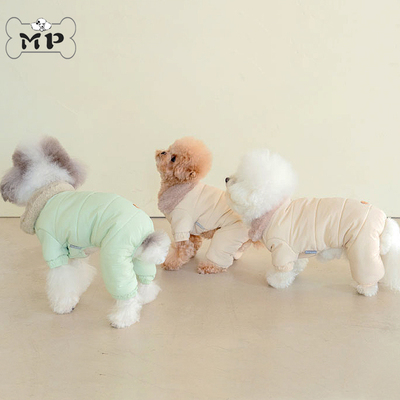 韩代宠物冬季保暖毛领棉服四脚衣