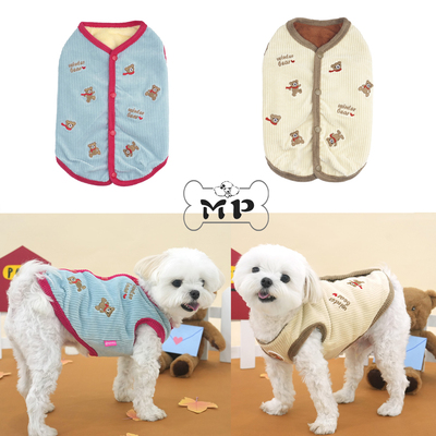 韩代宠物冬季灯芯绒毛绒马甲背心