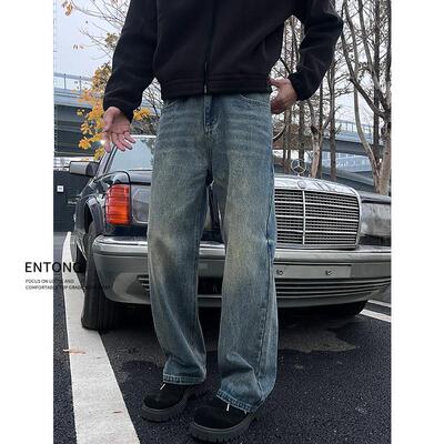 美式高街vibe复古做旧牛仔裤