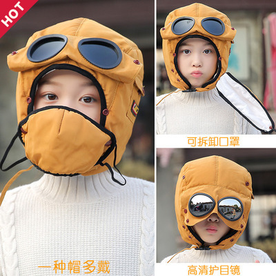 儿童雷锋帽冬男童加绒骑挡风防冻