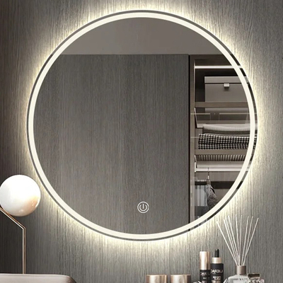 圆形智能led带灯化妆镜卫生间壁挂式家用卧室防爆触摸屏梳妆镜子