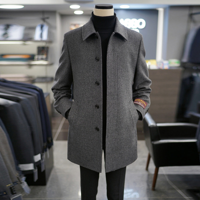 冬BASSO翻领羊绒中长款毛呢大衣