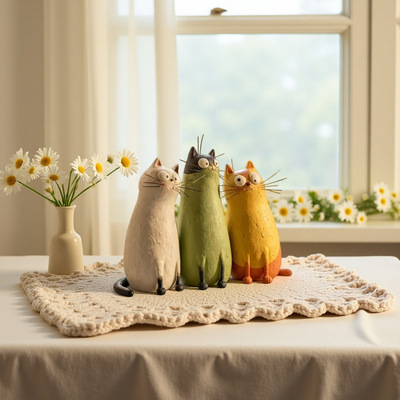 跨境新品 Quirky Cat Vase 精致的古怪小猫花瓶家居桌面树脂摆件