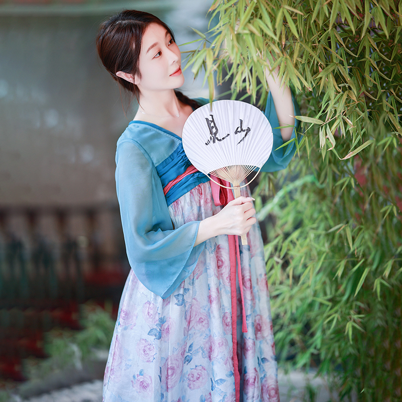 现货【诗画东方】汉服女中国风改良襦裙日常汉元素印花连衣裙夏季