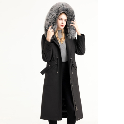 羽绒加长连帽白鹅绒派克服加厚女