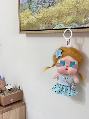crybaby哭娃可穿搪胶娃衣咕噜咕噜系列蓝色背心星星短裙着替套装
