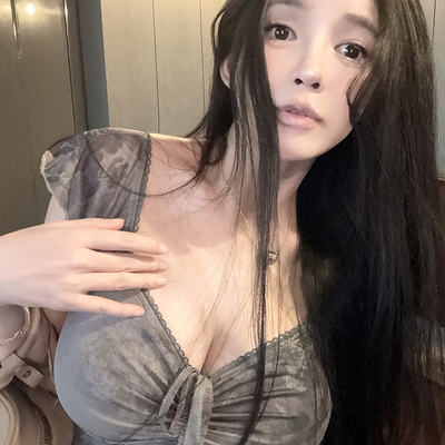 薄款弹力网纱纯欲印花、绑带