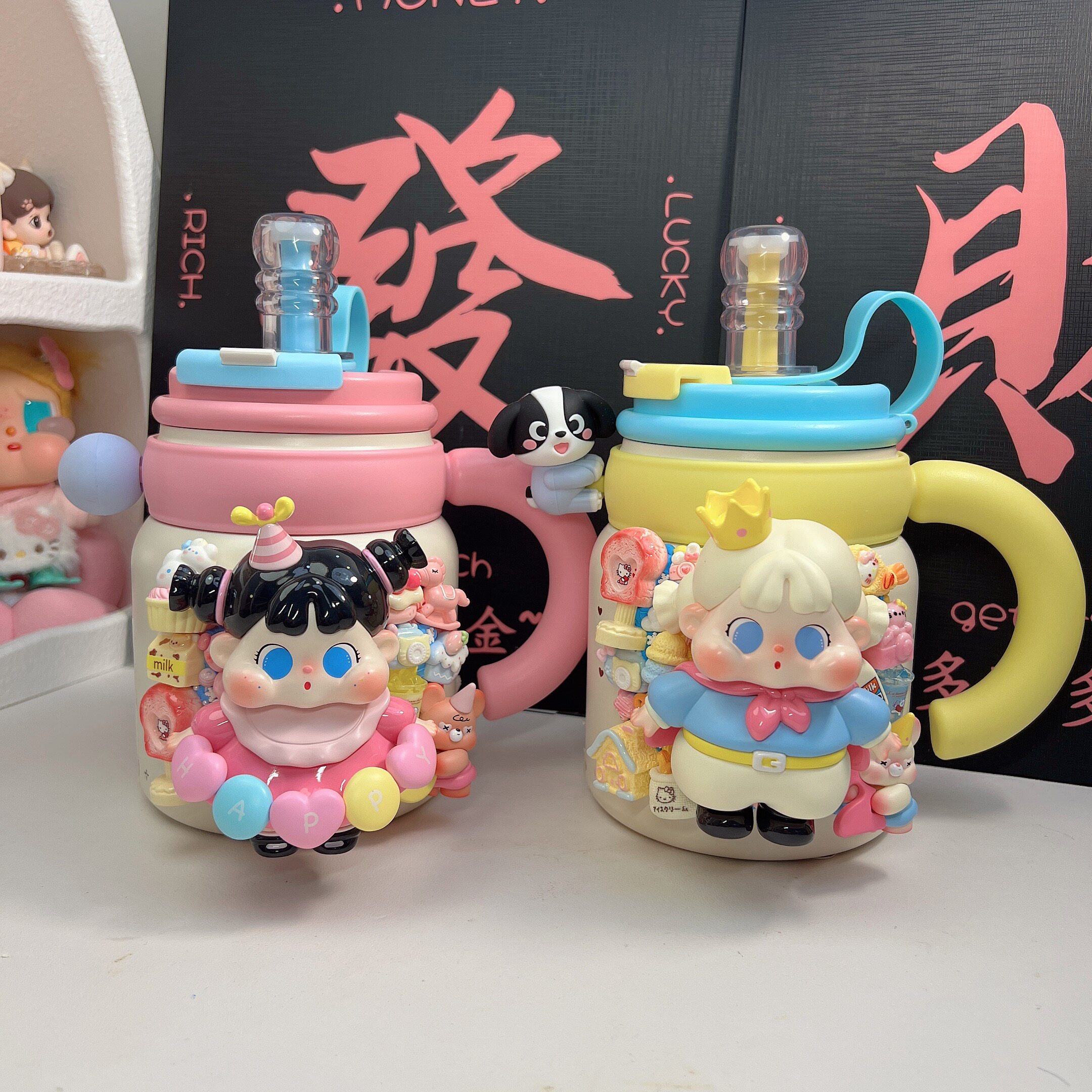 QOQO奶油胶保温水杯手工制作高颜值创意巨无霸大容量陶瓷覆层内胆