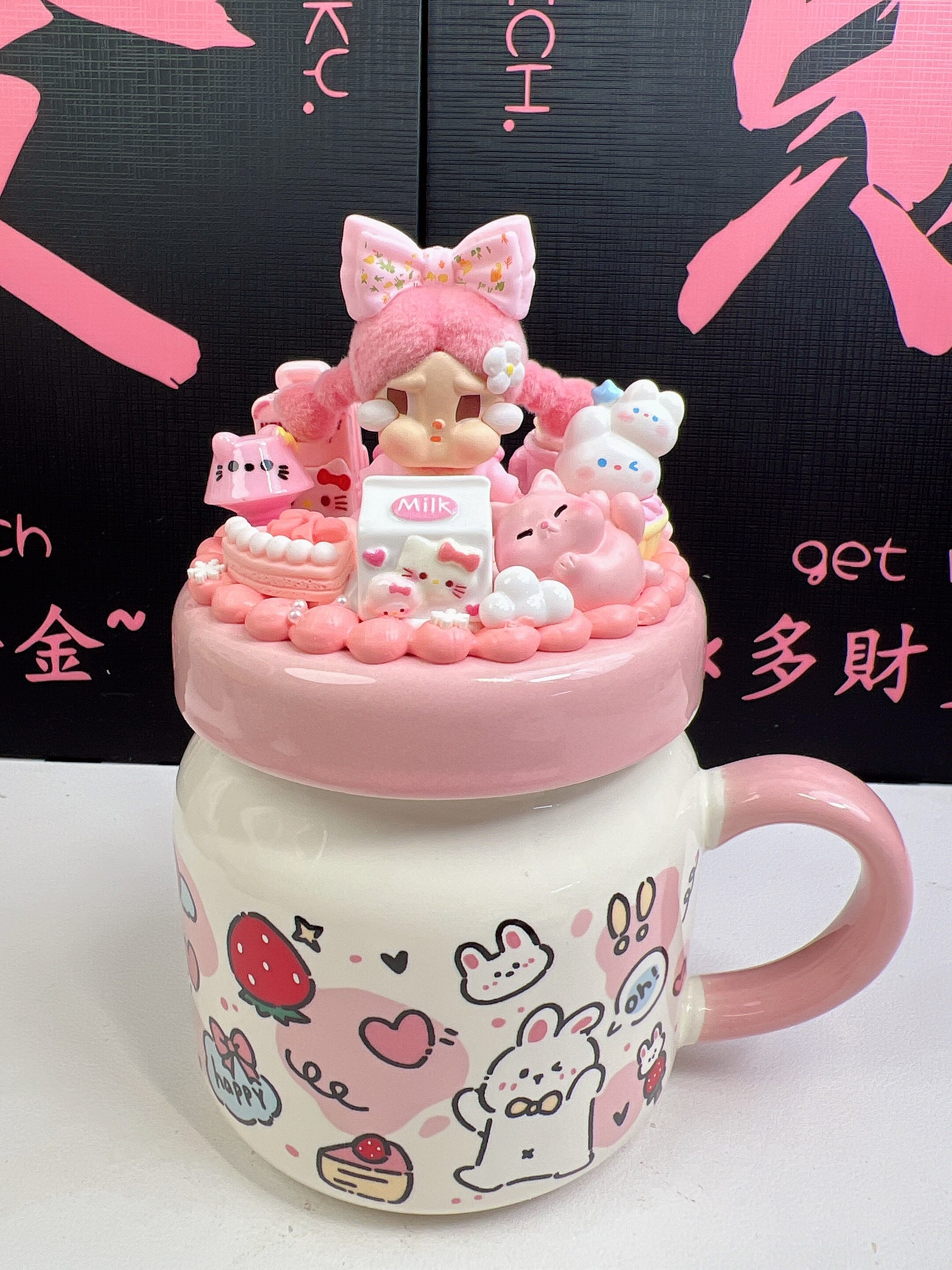改娃萌粒款奶油胶马克杯手作陶瓷杯成品创意新年生日礼物可爱现货