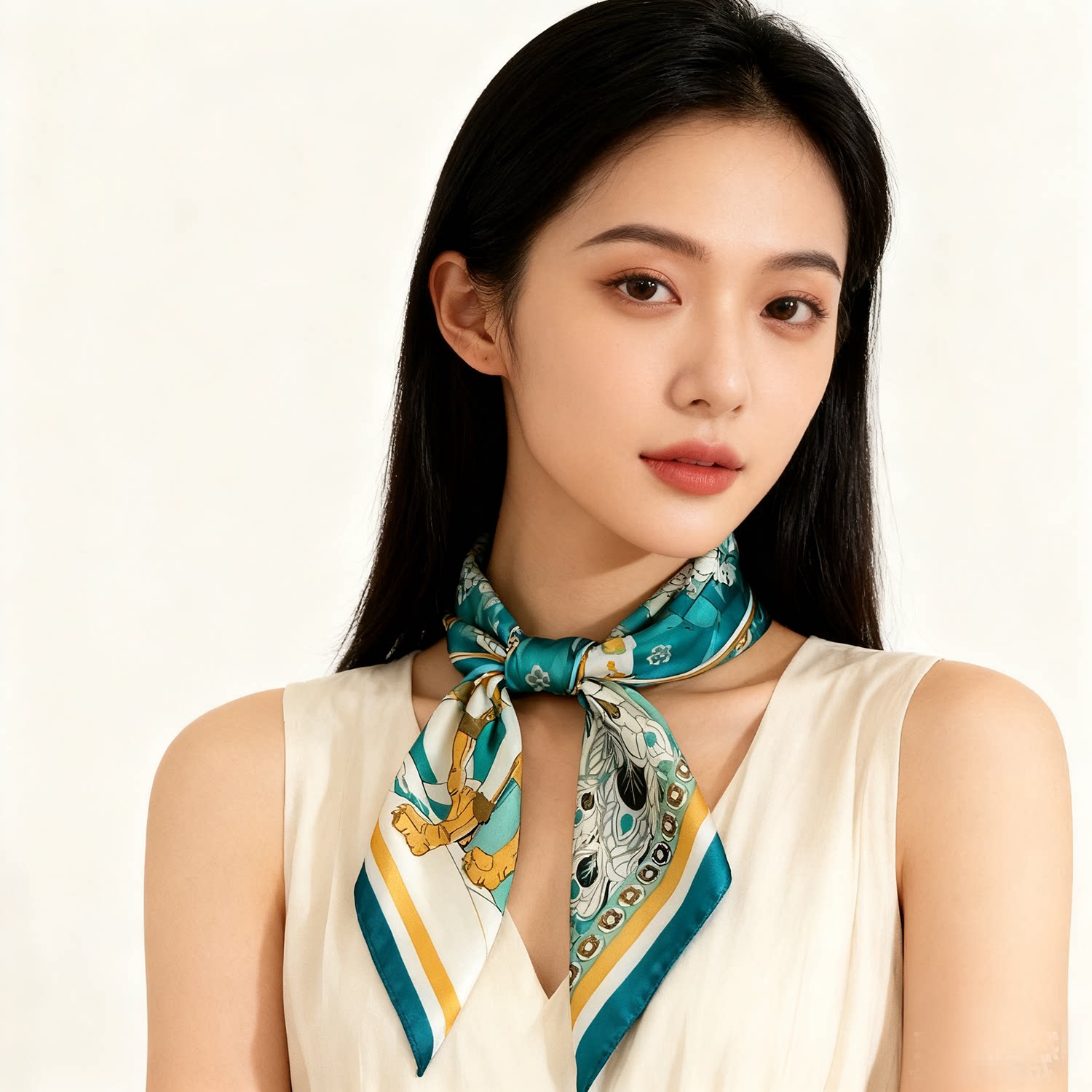 丝巾春秋方巾百搭新款洋气时尚围巾护颈领巾气质优雅围脖纱巾礼物