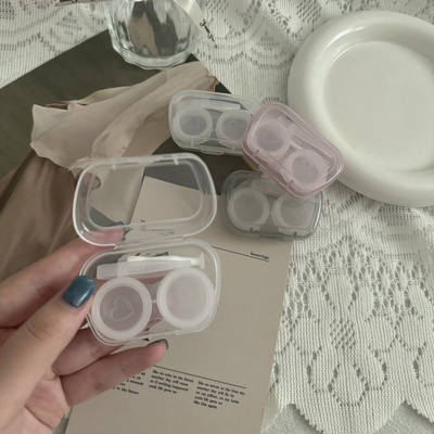 ins冷淡风像鱼简约透明色小巧隐形眼镜盒子伴侣盒美瞳护理盒B06